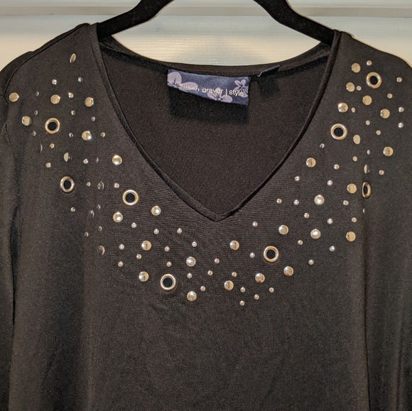 Susan Graver | Tops | Euc Susan Graver Womens Black W Silver Blouse ...
